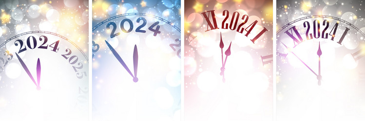 Happy new year 2024 countdown clock on golden and Vector Image