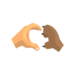Dog paw and human hand shaking friendship Vector Image