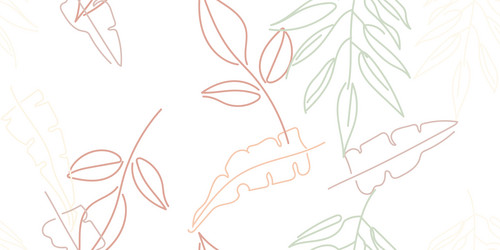 Tropical leaf modern print pastel one line drawing