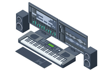 Isometric music recording studio studio Royalty Free Vector