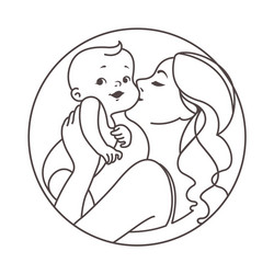 Logotype mother with newborn baby on hands Vector Image