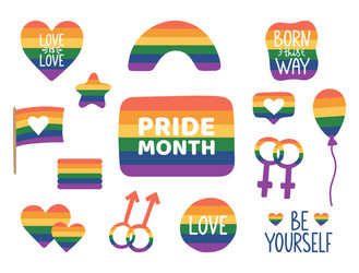 Pride month hand drawn icons tolerance day card Vector Image