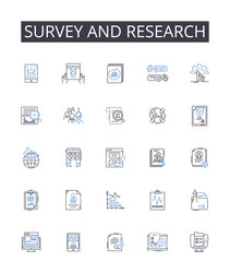 Survey and research line icons collection census Vector Image