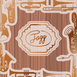 Jazz day frame with instruments and wooden Vector Image