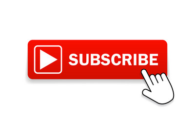 Red subscribe button with mouse pointer Royalty Free Vector