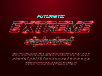 Technology abstract blue neon font and alphabet Vector Image