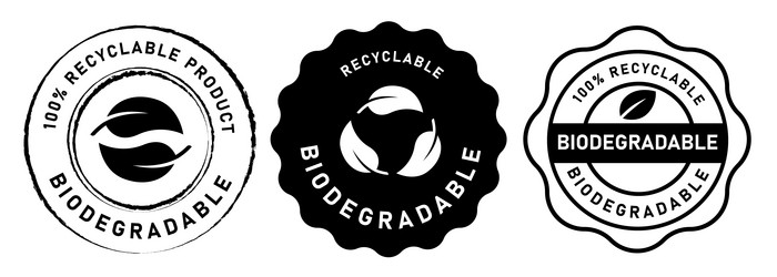 Biodegradable recyclable icons organic bio Vector Image