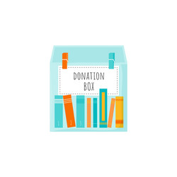 Donation box with books Royalty Free Vector Image