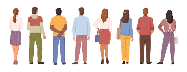 People back view men women in casual Royalty Free Vector