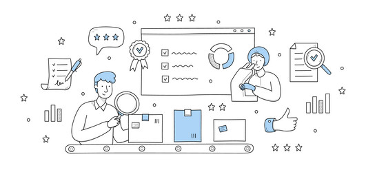 Concept of product quality control Royalty Free Vector Image