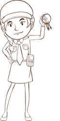 A plain drawing of security guard Royalty Free Vector Image