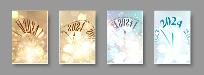 New year 2024 countdown clock over silver Vector Image