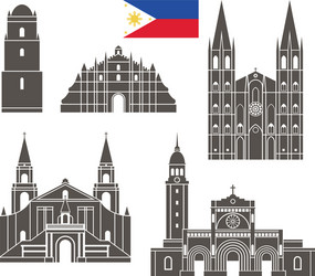Philippines landmarks skyline Royalty Free Vector Image