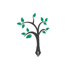 Tree pen logo design template Royalty Free Vector Image