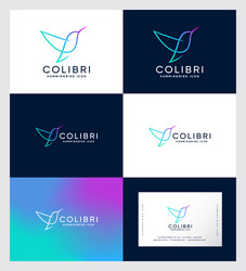 Colibri icon hummingbird emblem linear designt Vector Image