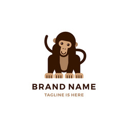 Cute monkey flat logo icon Royalty Free Vector Image
