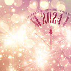 Happy new year 2024 countdown clock on golden Vector Image