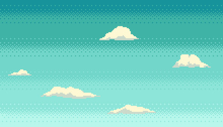 Pixel cloud set flying clouds on blue sky 8-bit Vector Image