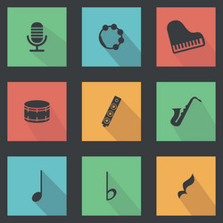 Abstract different music objects on squares Vector Image