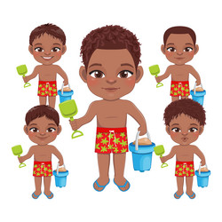 Beach boy in summer holiday american african kids Vector Image