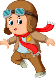 Cartoon happy young pilot standing Royalty Free Vector Image