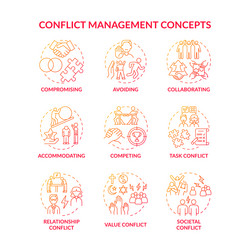 Conflict management concept icons set Royalty Free Vector