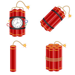 Dynamite with burning fuse isolated Royalty Free Vector