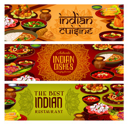 Indian cuisine menu cover authentic india dishes Vector Image