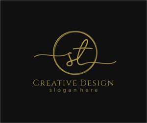 Initial st handwriting logo with circle template Vector Image