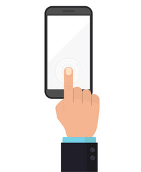 Mobile phone display with hand finger touch Vector Image