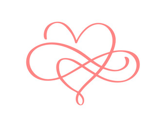 Pink calligraphy heart and forever sign Royalty Free Vector