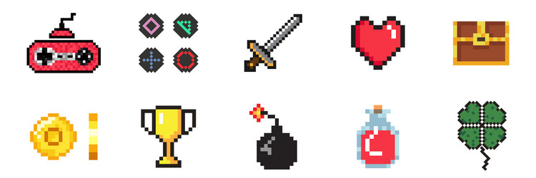 Pixel art icon of game object treasure chest Vector Image