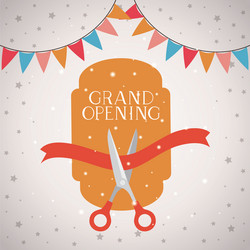 Grand opening frame with scissorscuting ribbon Vector Image