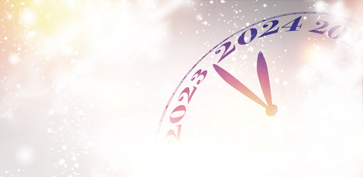 New year 2024 countdown clock over silver Vector Image