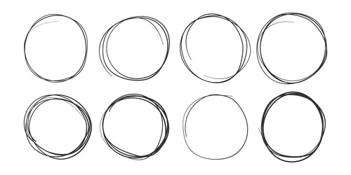 Circle line sketch icon in hand drawn style Vector Image