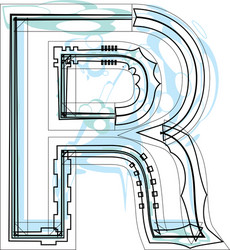 Technical typography letter r Royalty Free Vector Image