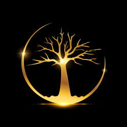 Golden tree symbol logo sign Royalty Free Vector Image