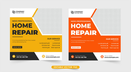 Modern home repair service social media post Vector Image