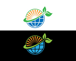 Sun solar green energy logo design Royalty Free Vector Image