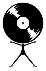 Cartoon man with long play record concept Vector Image