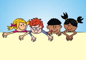 Five children banner Royalty Free Vector Image