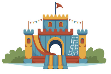 Flat design bounce house Royalty Free Vector Image