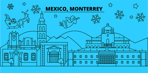Mexico merida winter holidays skyline merry Vector Image