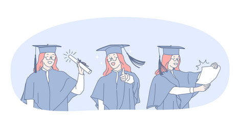 Graduate students graduation day of university Vector Image
