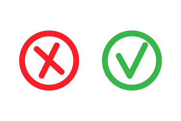 Checkmark and x mark icon for apps websites Vector Image