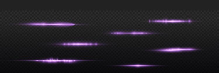 Purple glow line violet horizontal light rays Vector Image
