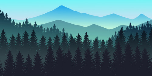 Horizontal landscape with fog forest mountains Vector Image