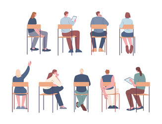 People sitting persons back view n chairs Vector Image