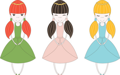 Little blond princess girl in blue ball dress Vector Image