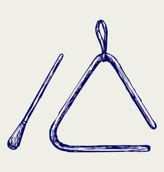 Triangle musical instrument drawn by hand black Vector Image